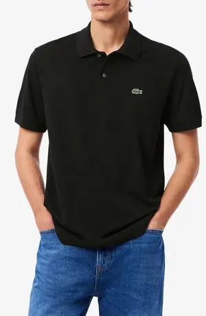 Lacoste Essentials Classic Fit Cotton Blend Piqué Polo - Black
