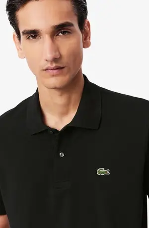 Lacoste Essentials Classic Fit Cotton Blend Piqué Polo - Black