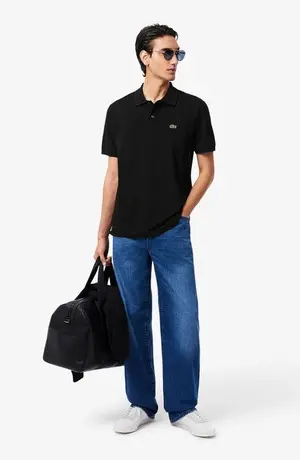 Lacoste Essentials Classic Fit Cotton Blend Piqué Polo - Black