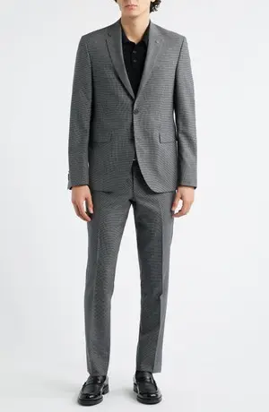 ALLSAINTS Ross Slim Fit Tick Weave Wool Suit