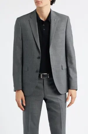ALLSAINTS Ross Slim Fit Tick Weave Wool Suit