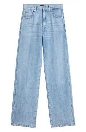 7 For All Mankind Stovepipe Straight-leg Cotton And Linen Jeans - Iris