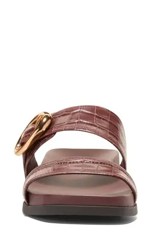 Cole Haan Oaklynn Wedge Sandal - Mahogany Croc Print Leather