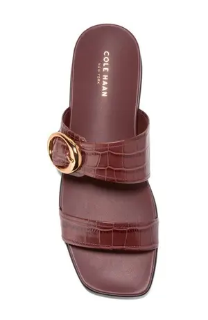 Cole Haan Oaklynn Wedge Sandal - Mahogany Croc Print Leather