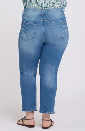 NYDJ Marilyn Floral Pocket Ankle Jeans - Pacifica