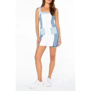Roxy Sami Sleeveless Denim Patch Minidress - White Sky