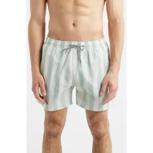 BOARDIES Striped Swim Trunks - Green/cream