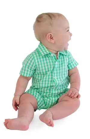 RUGGEDBUTTS Cotton Gingham Polo Romper