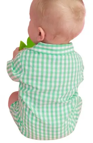 RUGGEDBUTTS Cotton Gingham Polo Romper