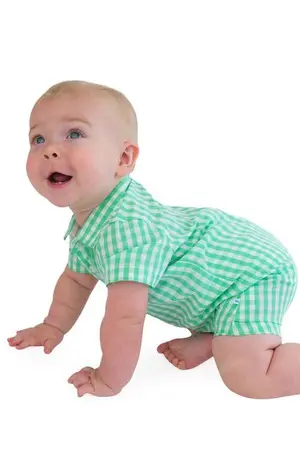 RUGGEDBUTTS Cotton Gingham Polo Romper