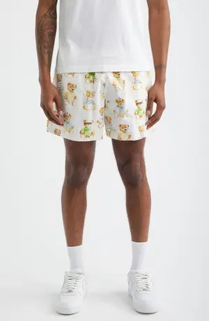 MARKET Teddy Print Tech Shorts - White Multi