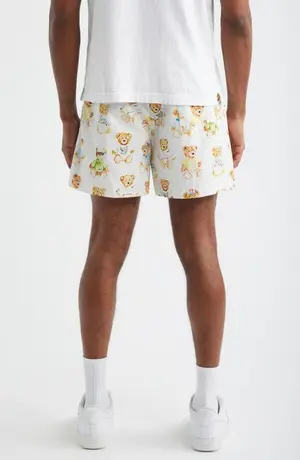 MARKET Teddy Print Tech Shorts - White Multi