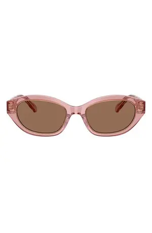 Tory Burch 52mm Polarized Irregular Sunglasses - Transparent Pink/dark Brown