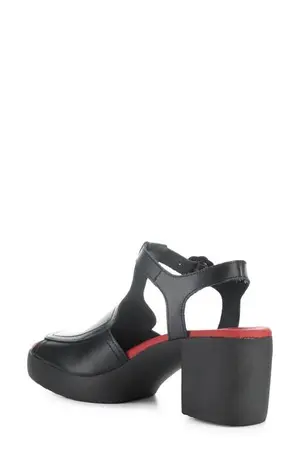 Fly London Platform Sandal With Ankle Strap - Black