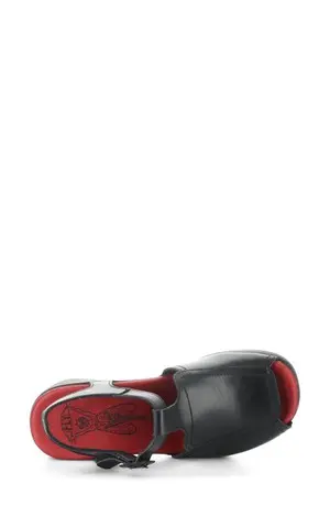 Fly London Platform Sandal With Ankle Strap - Black