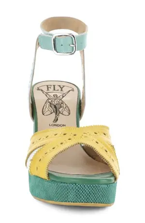 Fly London Eban Platform Sandals - Yellow Multi