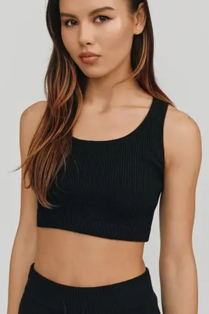 KATHRYN MCCARRON Bardot Cropped Tank - Black