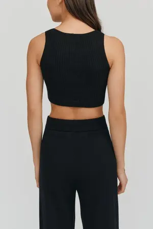 KATHRYN MCCARRON Bardot Cropped Tank - Black