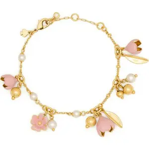 Kate Spade New York Golden Bloom Flower Charm Bracelet - Pink.