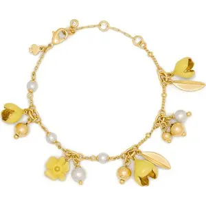 Kate Spade New York Golden Bloom Flower Charm Bracelet - Yellow.
