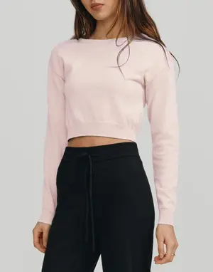 KATHRYN MCCARRON Astrid Long Sleeve Crop Sweater - Blush
