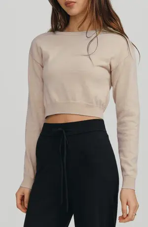 KATHRYN MCCARRON Astrid Long Sleeve Crop Sweater - Camel