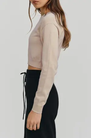KATHRYN MCCARRON Astrid Long Sleeve Crop Sweater - Camel