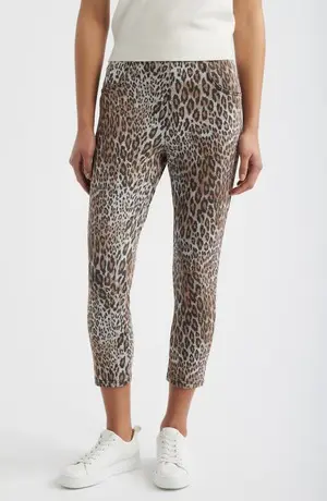 Hue Ultrasoft Leopard Cotton Blend Capri Leggings