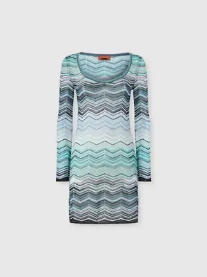 Missoni Viscose Chevron Lamé Mini Dress With Sequins