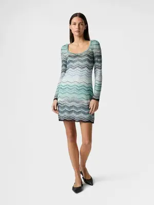 Missoni Viscose Chevron Lamé Mini Dress With Sequins