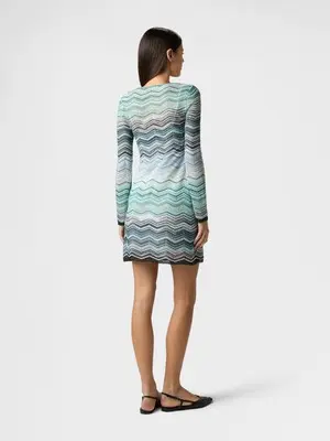 Missoni Viscose Chevron Lamé Mini Dress With Sequins