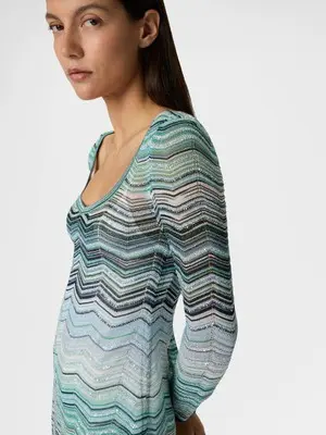 Missoni Viscose Chevron Lamé Mini Dress With Sequins