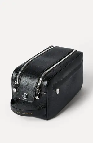 Brunello Cucinelli Grained Calfskin Beauty Case - Black