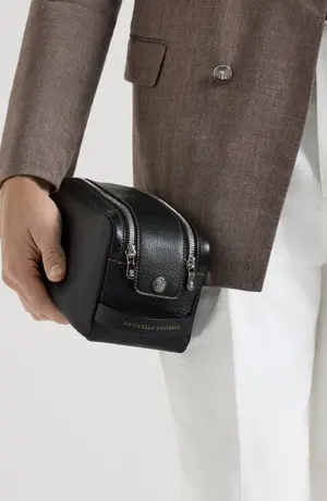 Brunello Cucinelli Grained Calfskin Beauty Case - Black