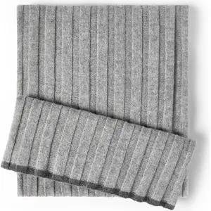 Brunello Cucinelli Cashmere Rib Knit Scarf - Light Grey