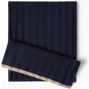 Brunello Cucinelli Cashmere Rib Knit Scarf - Navy Blue