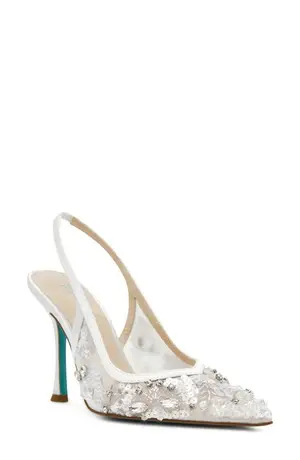 Betsey Johnson Eddie Pointed Toe Slingback Pump - Ivory Multi