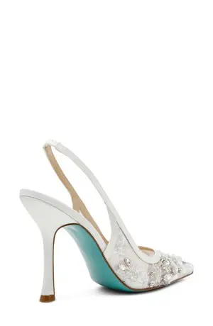Betsey Johnson Eddie Pointed Toe Slingback Pump - Ivory Multi