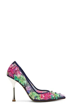 Betsey Johnson Netta Pointed Toe Pump - Navy Multi