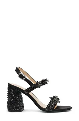 Betsey Johnson Drue Rhinestone Heel Sandals - Black