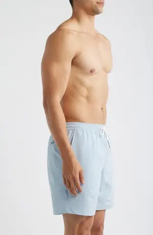 Nordstrom 7-inch Seersucker Swim Trunks - Blue Celestial