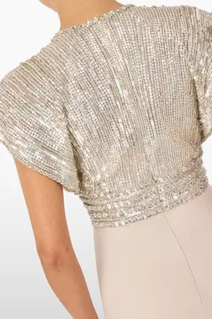 Jenny Packham Sequin V-neck Maxi Dress - Moonstone