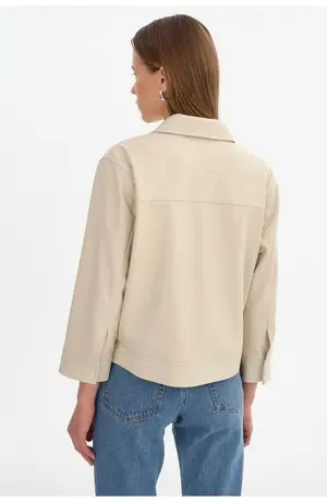 LAMARQUE Elara Faux Leather Jacket - Bone
