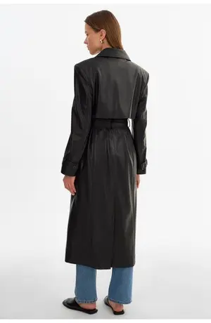 LAMARQUE Iolanthe Faux Leather Trench Coat - Black