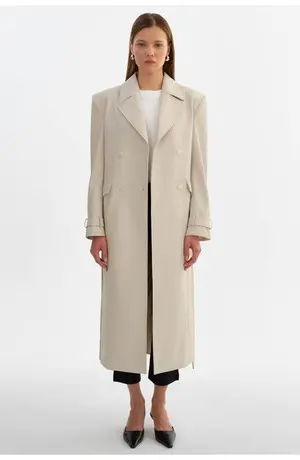 LAMARQUE Iolanthe Faux Leather Trench Coat - Bone