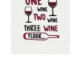 C&F HOME One Wine Two Wine Three Wine" Waffle Weave Dishtowel