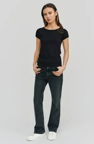 KATHRYN MCCARRON Greta Fitted Cashmere Tee - Black