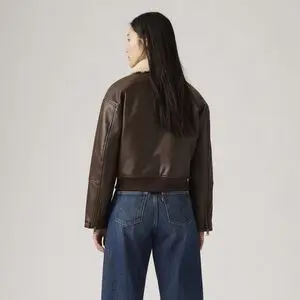 LEVI'S Faux Leather Bomber Jacket With Sherpa Collar
