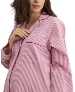 Hatch Collection The Striped Cotton Classic Pajama Maternity Set