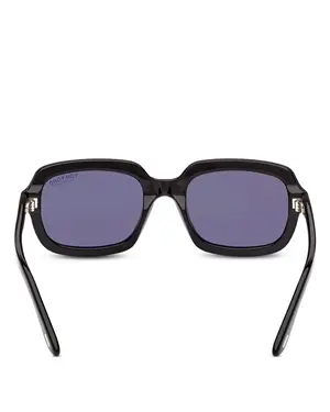 TOM FORD Rectangular Sunglasses, 53mm - Shiny Black/smoke Lens